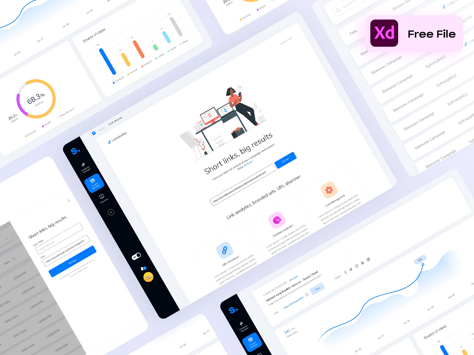 Shorter link & Dashboard UI (Freebie) 💎 by Ahmed Yassen on Dribbble