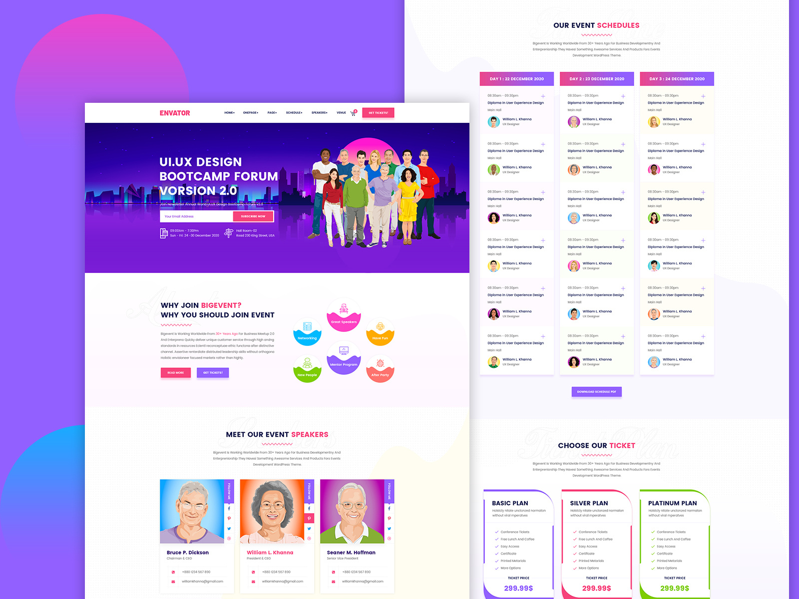 Conference, event PSD Template by Sahjahan Sagor on Dribbble