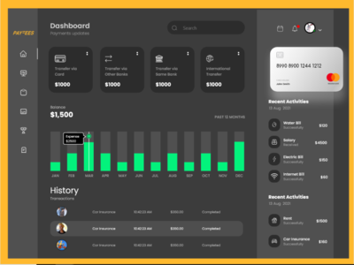 BIlls and payments dashboard by Kennedy Odame on Dribbble