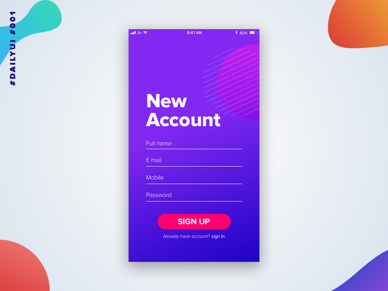 #DailyUi - 001 - Sign Up by Veeresh Patil on Dribbble