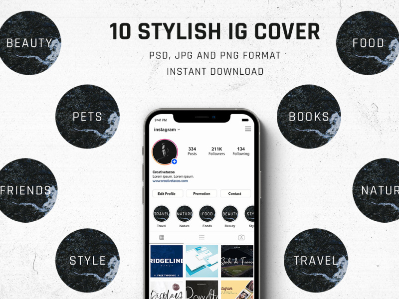 10 Free Stylish IG Highlight Covers by Creativetacos on Dribbble