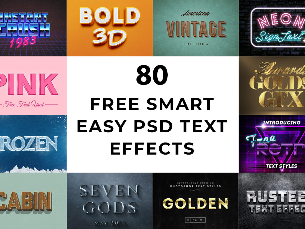 80+ Free Smart Easy PSD Text Effects by Creativetacos on Dribbble