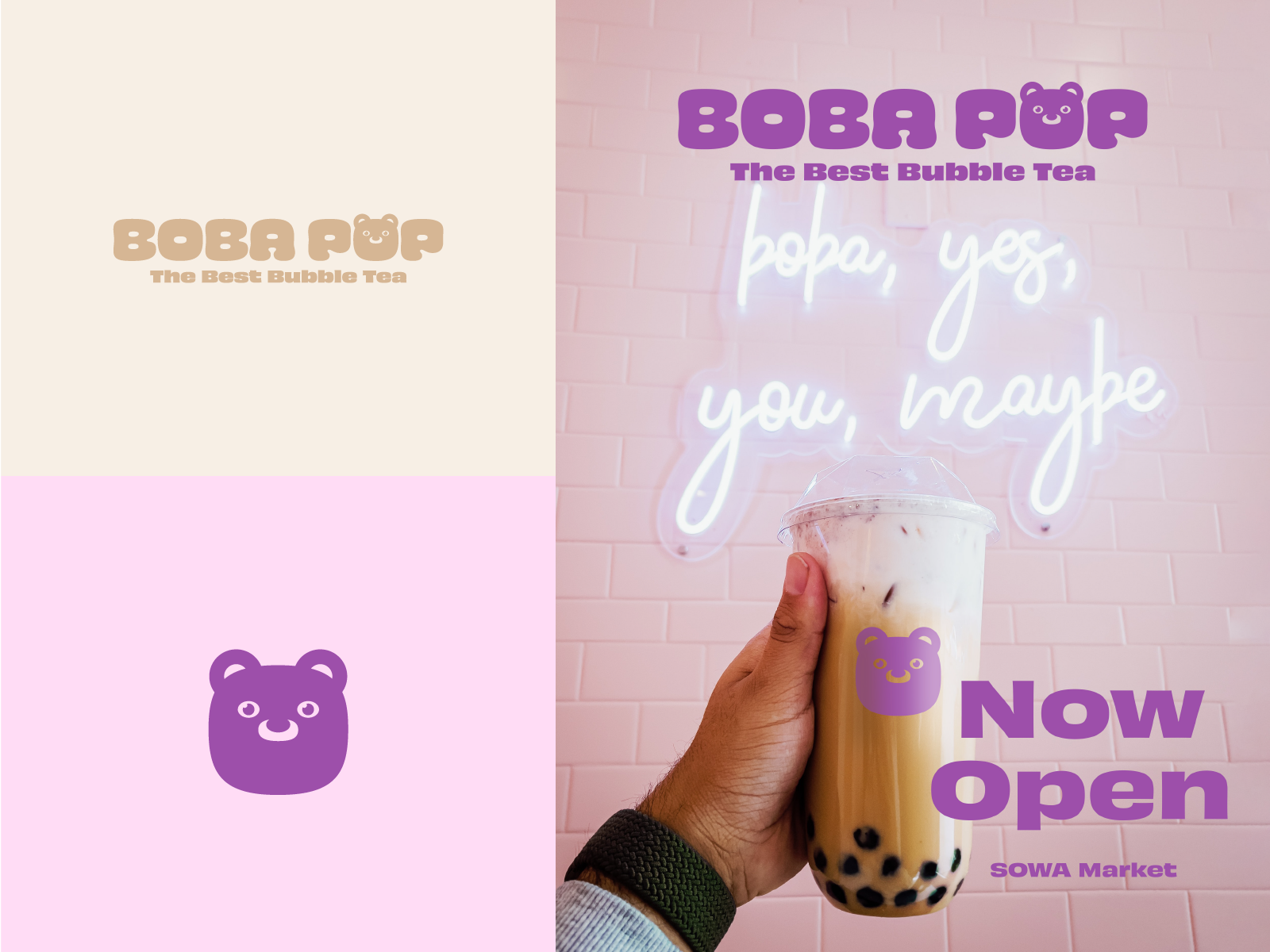 Logo and Adcept - Boba Pop by Rachel Bater on Dribbble