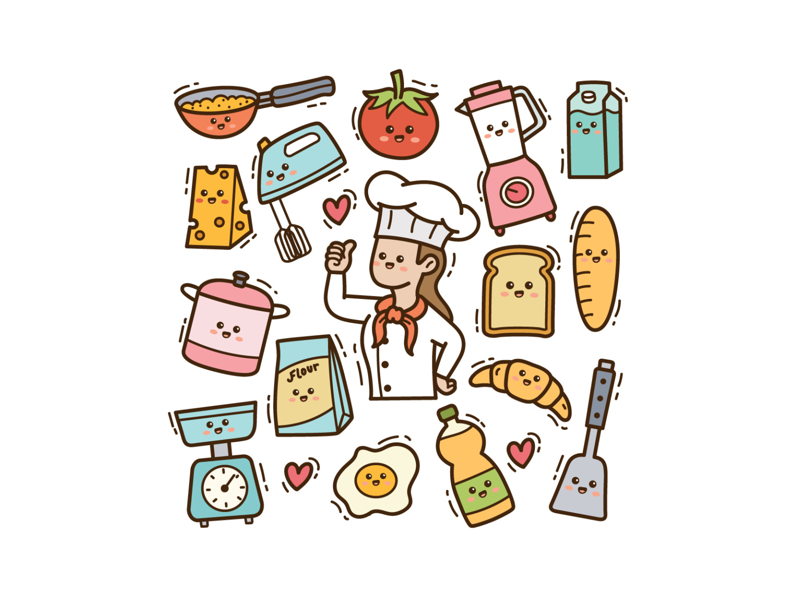 Chef and cooking doodle by yellowline.std on Dribbble
