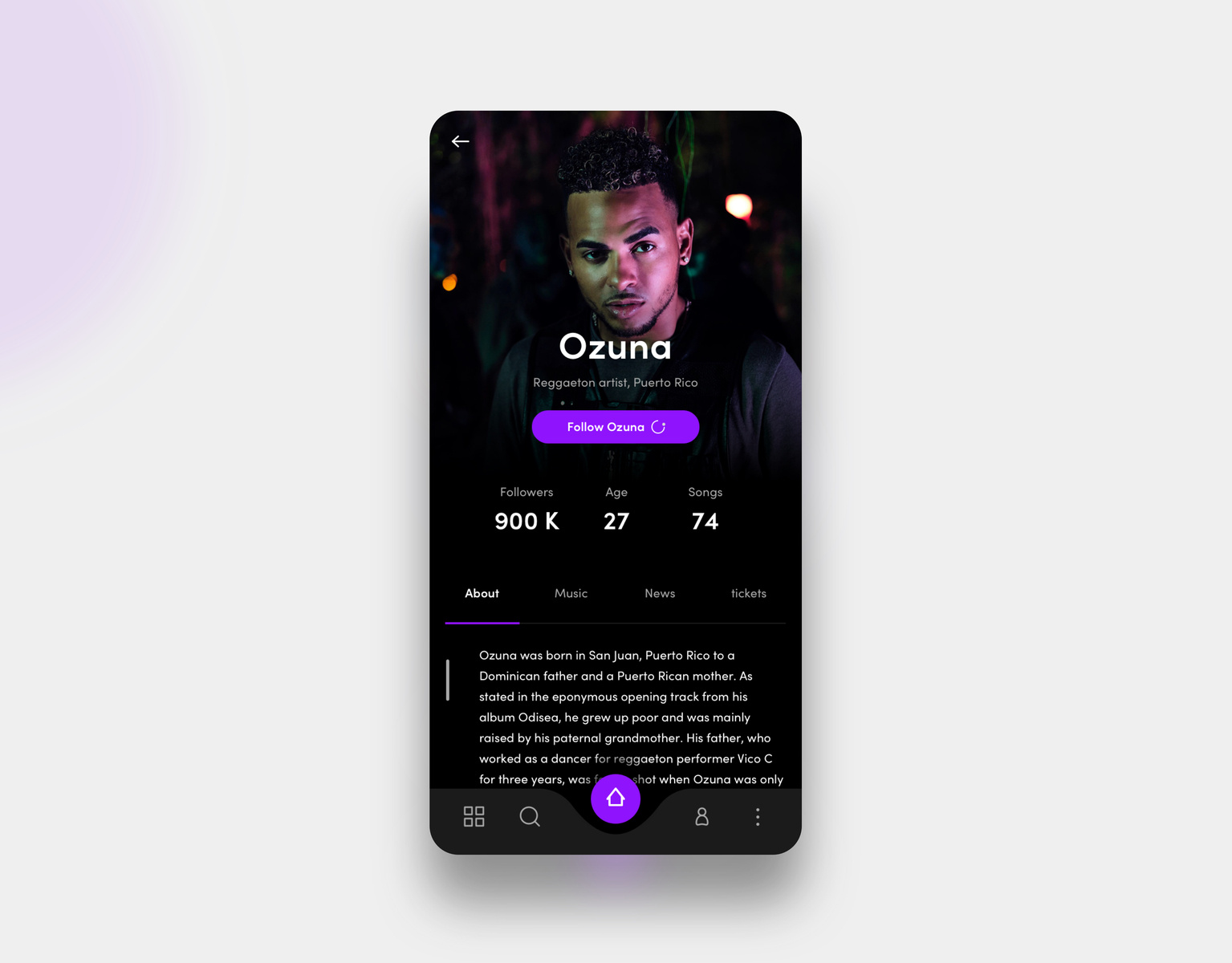 Music User Profile (first upload) by JARNO on Dribbble