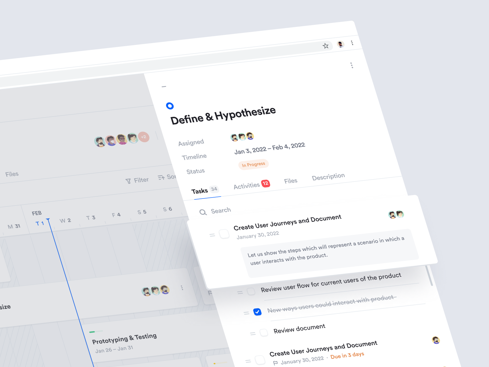 Project Management Dashboard — Timeline Details Tasks List by Emmanuel ...
