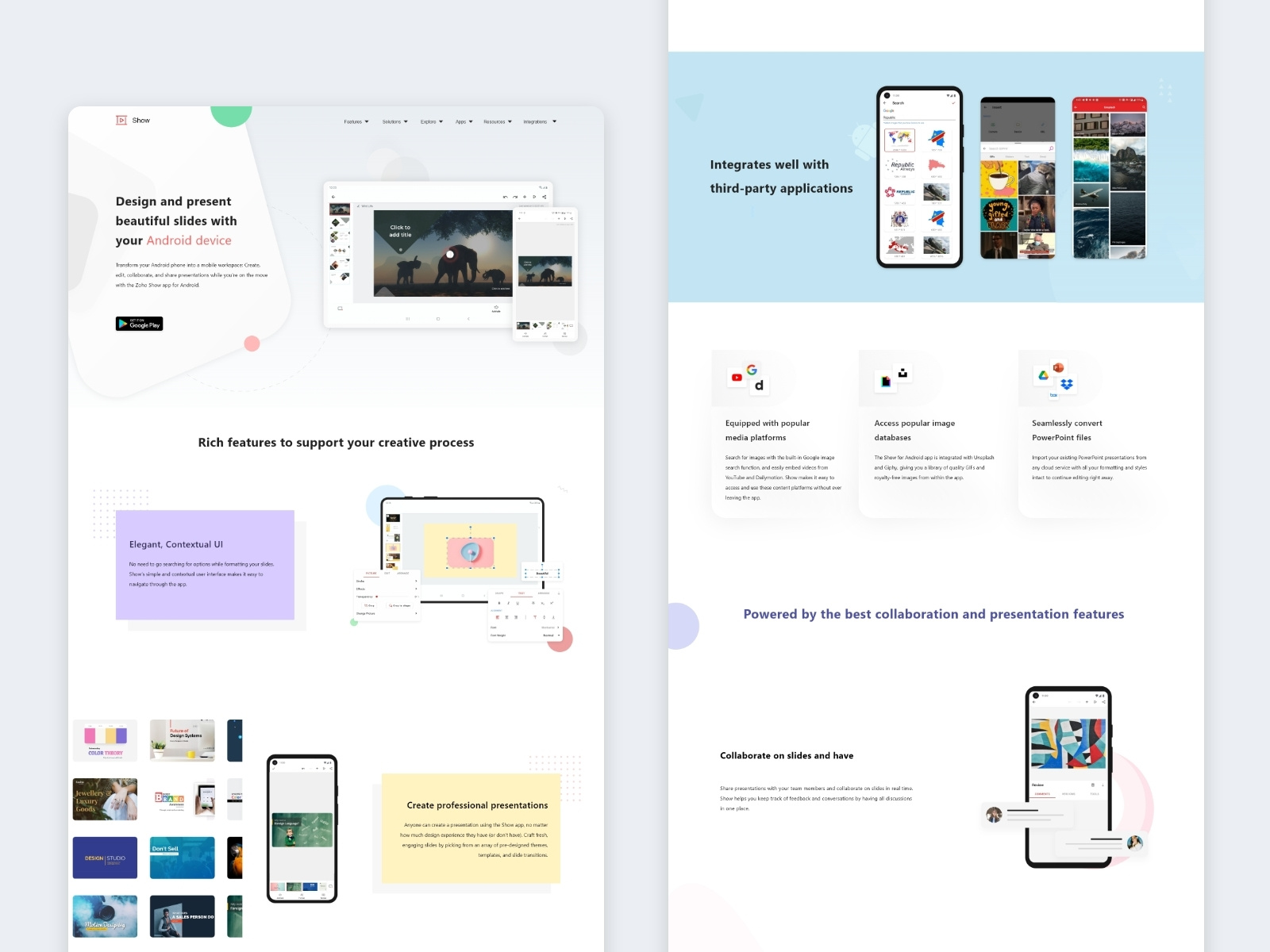 Webpage for Android Presentation tool by Saravanan on Dribbble
