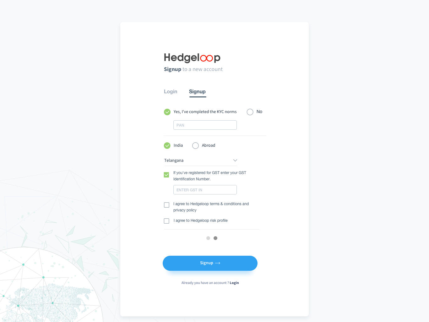 Hedgeloop Sign Up Step2 by Lakshunnaidu on Dribbble