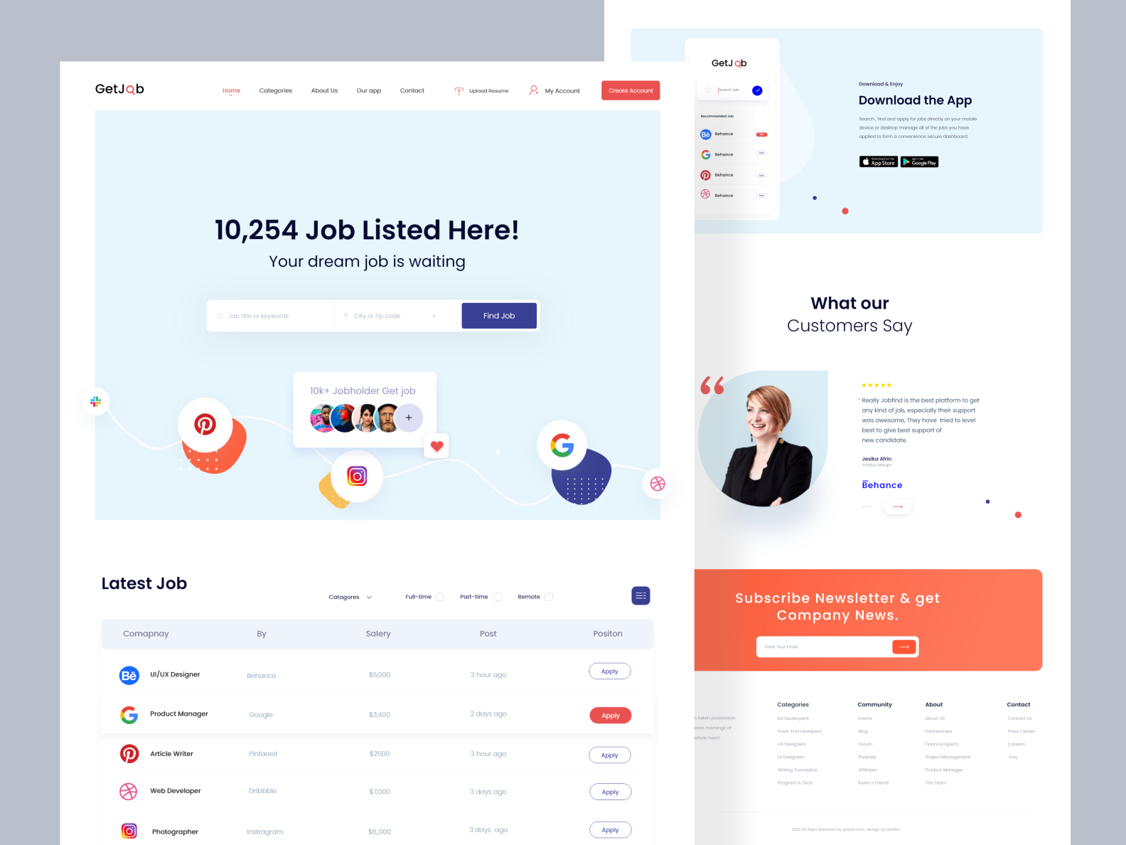 Job Finder Web Design UI by Madhu Miah for iSketch Studio on Dribbble