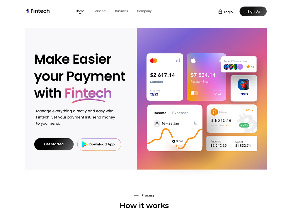 Fintech Website Landing Page UI by Madhu Miah on Dribbble