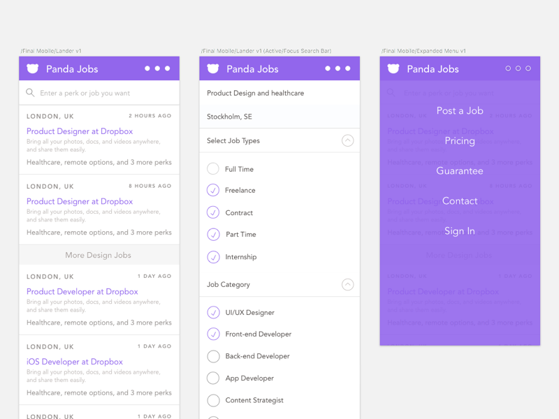 Panda Jobs by Cole Townsend on Dribbble