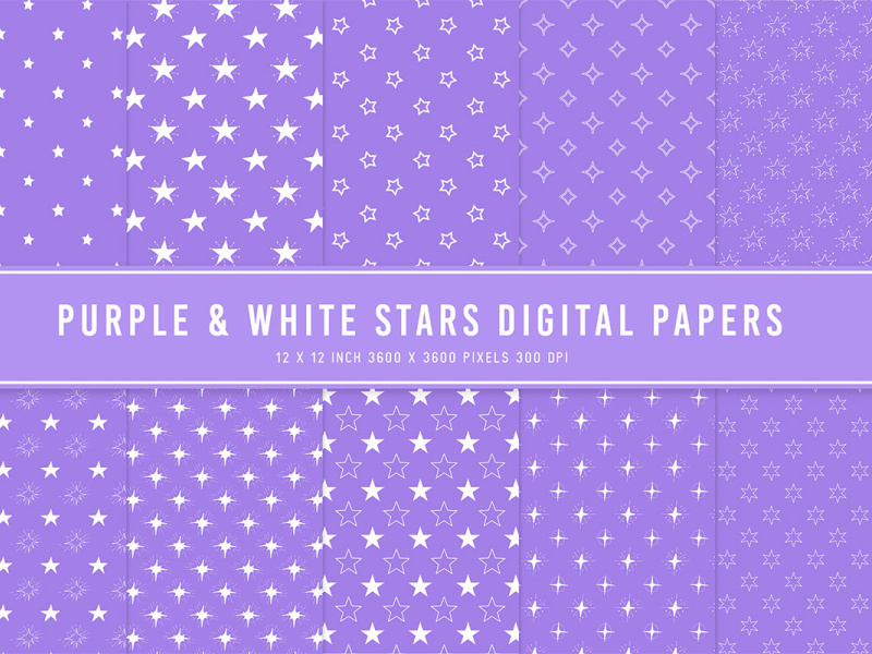 Purple & White Stars Digital Papers by Mohammad Usama on Dribbble