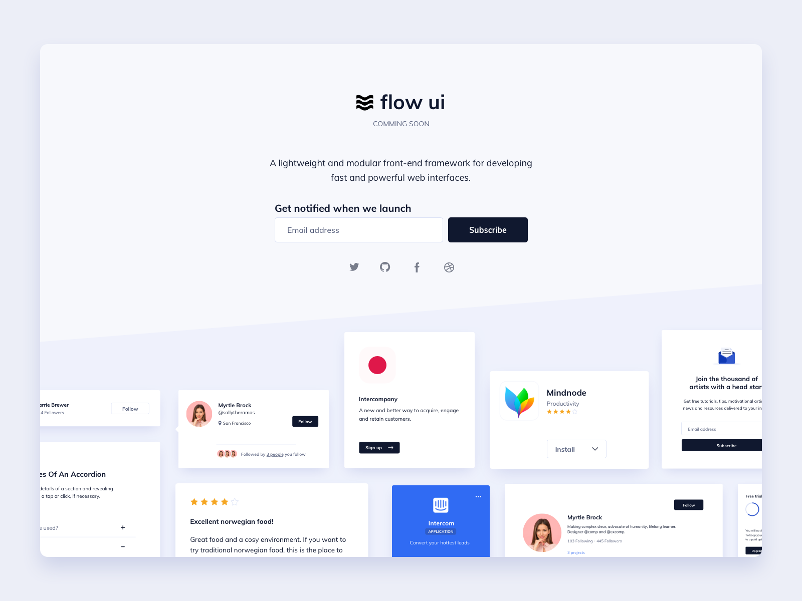 Flow UI Coming Soon Page by Themesberg on Dribbble
