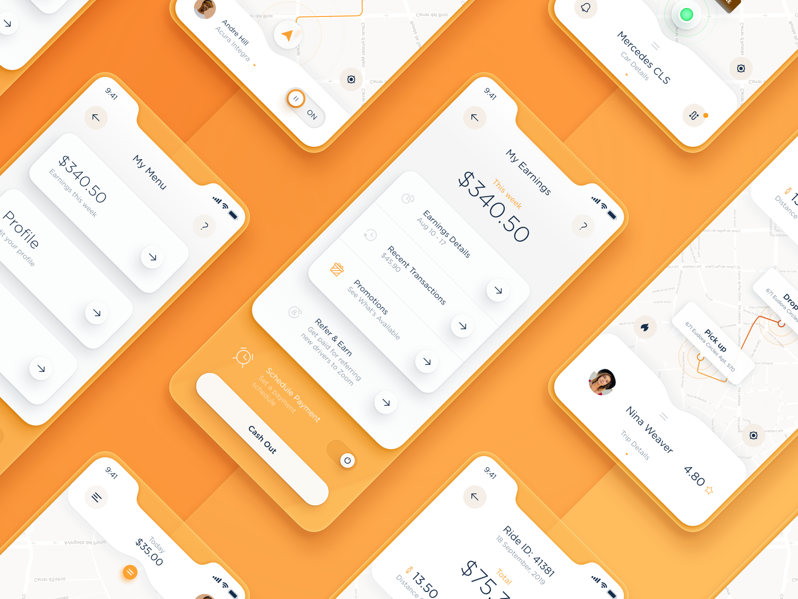 Taxi Driver App UI - SET 1 by Stanislav Hristov for Dtail Studio on ...