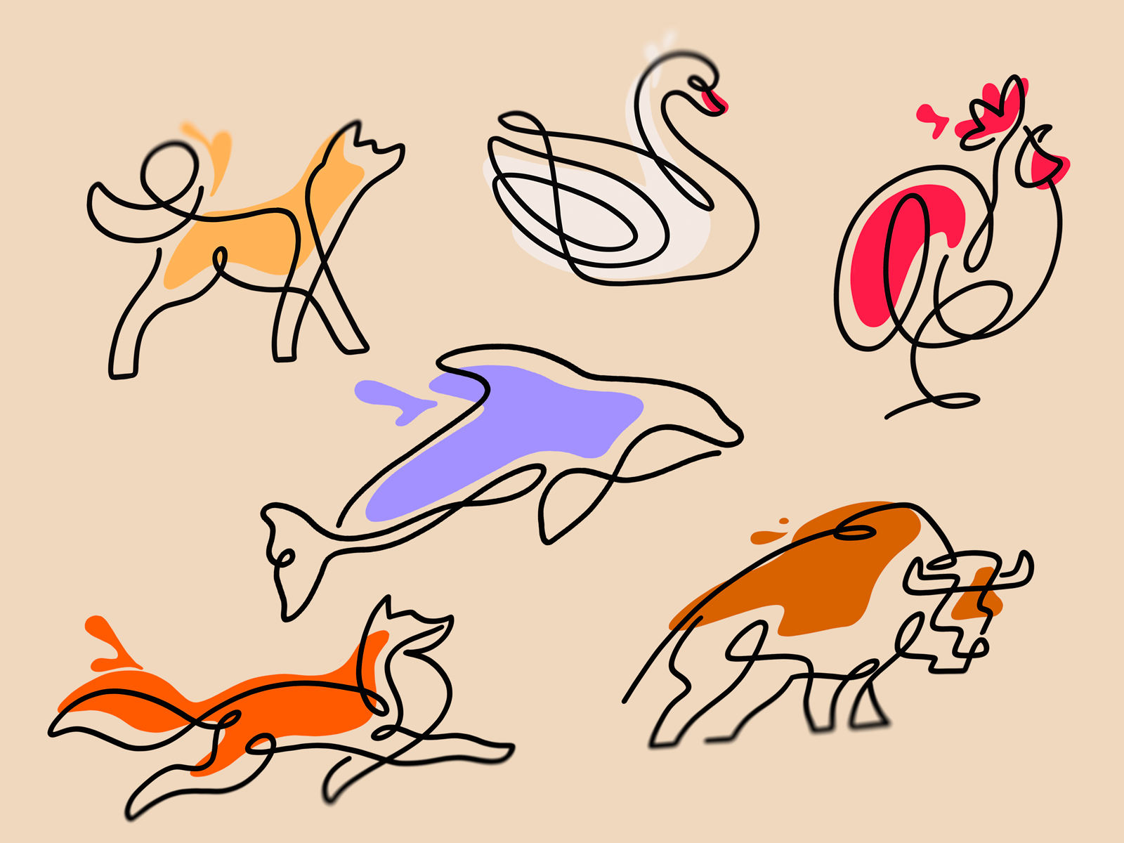 Line Art Animals by tubik.arts on Dribbble
