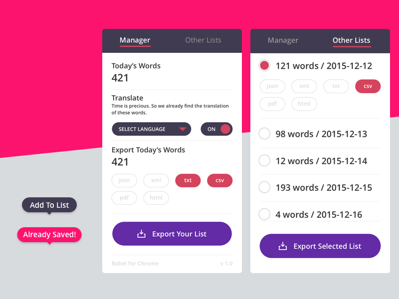 Babel for Chrome / Ui Elements by Ákos Kovács on Dribbble