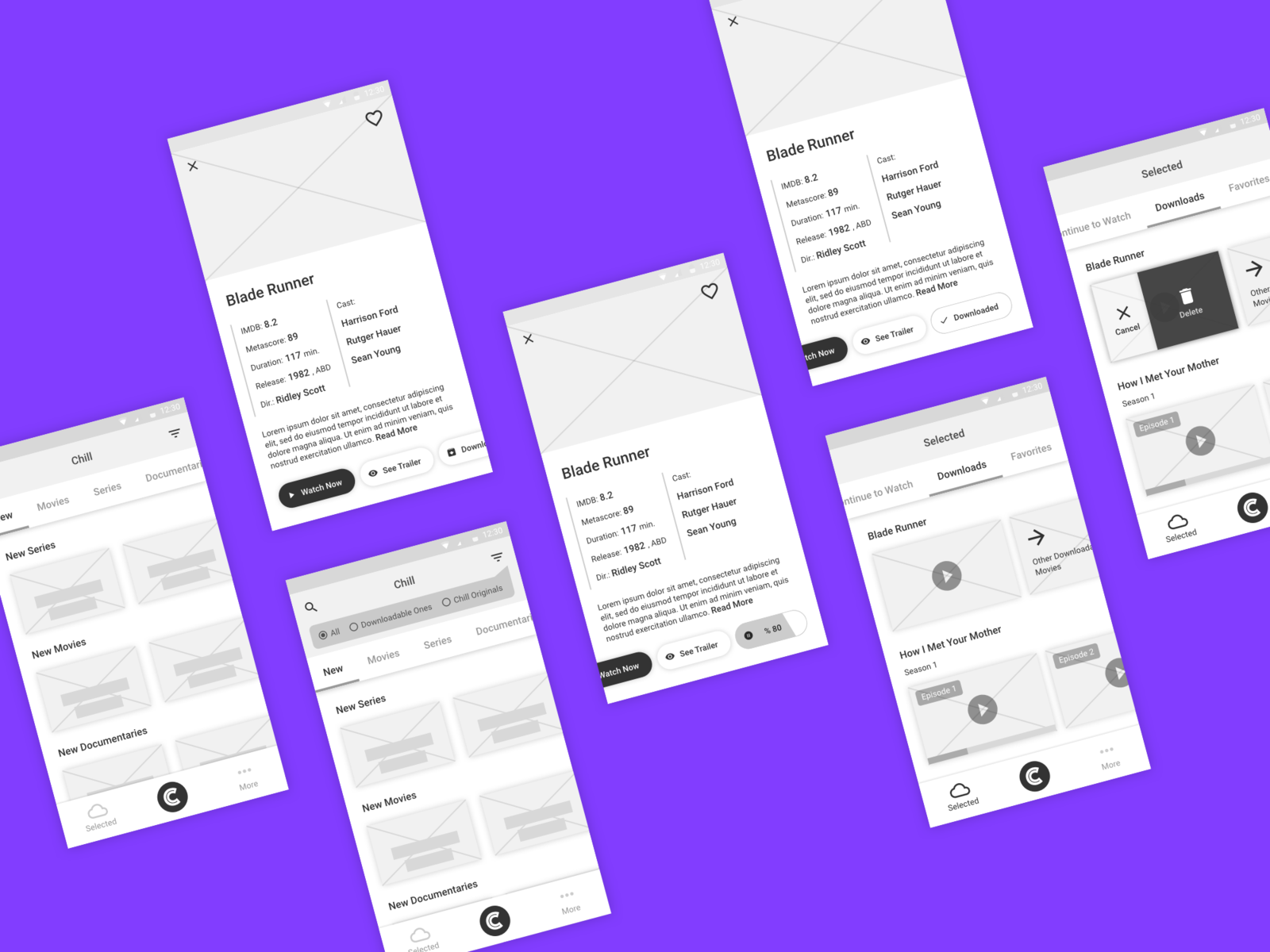 CHILL Streaming Service App Wireframes by Merve Ataç on Dribbble