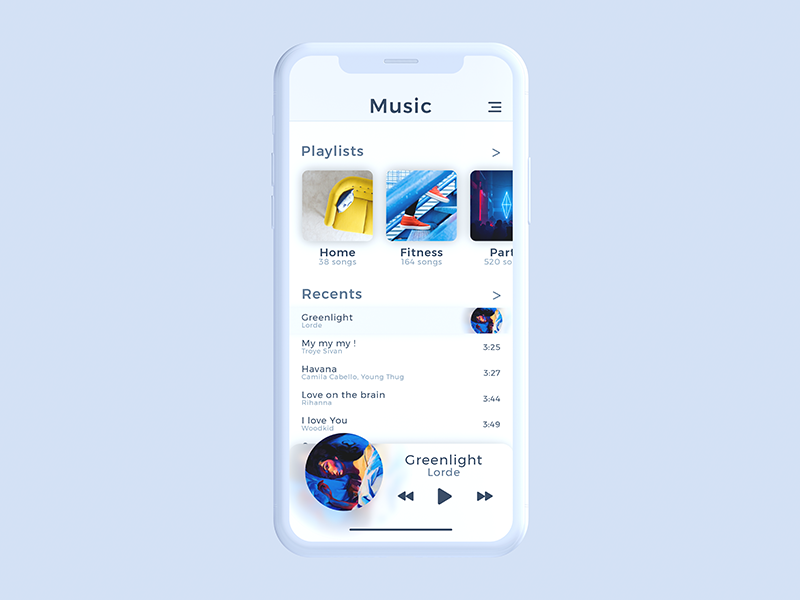 Music App UI concept : Home page by Gaetan Plait on Dribbble