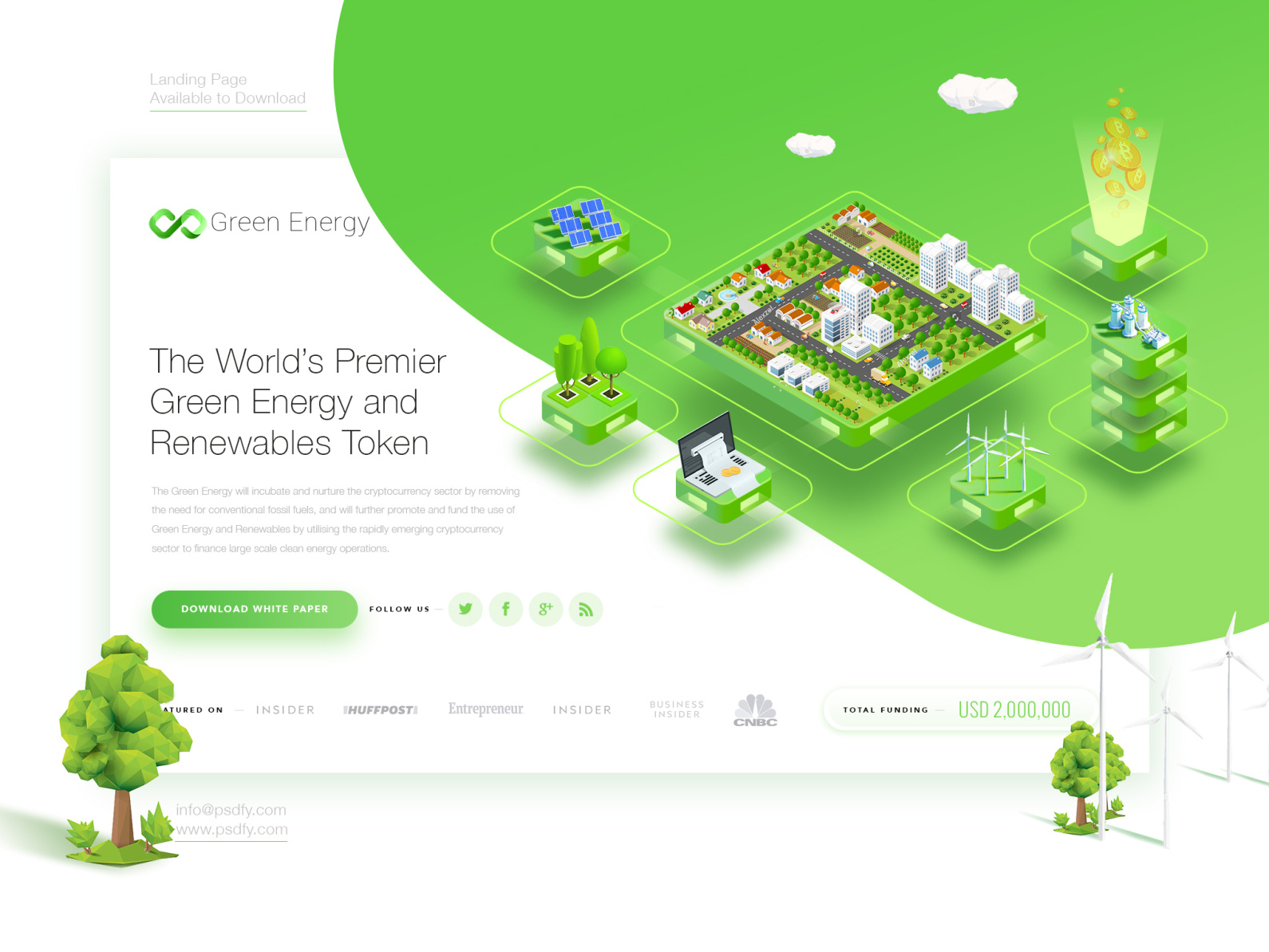 Green Energy Blockchain Landing Page Template by Iconic Graphics on ...