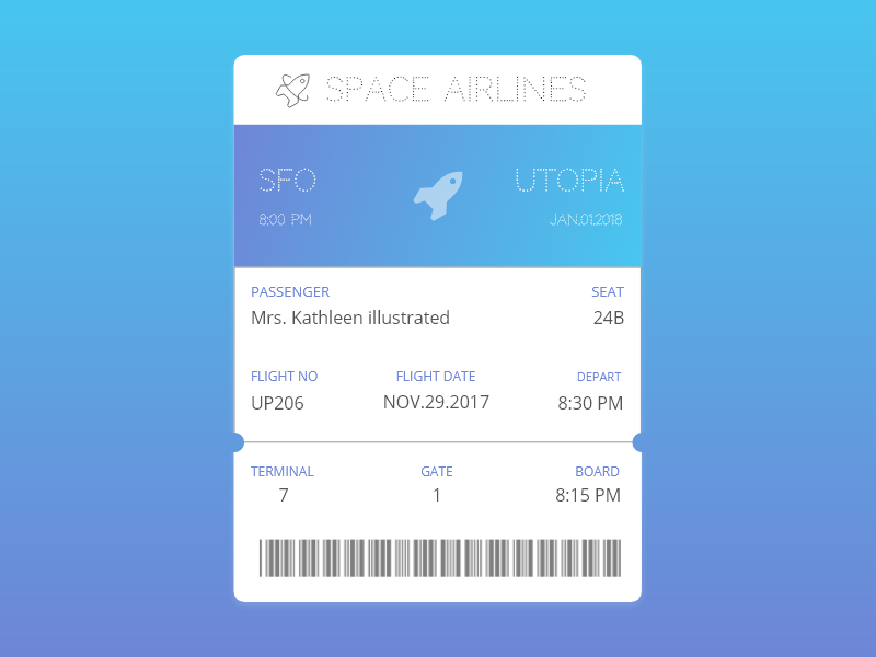 Space Airlines ticket (UTOPIA planet) by Mounir - Product Designer on ...