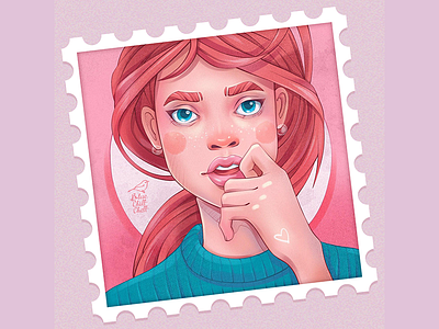 Postage stamp girl by Аlice_R. on Dribbble