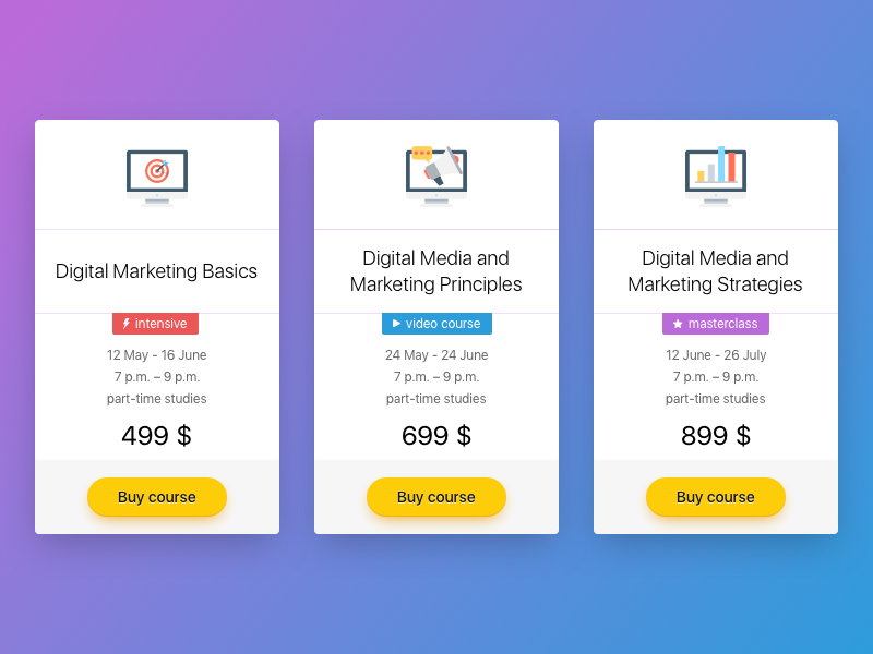 Сourse cards by Maksim on Dribbble