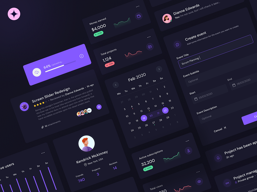 React UI Components Dark Mode by Oleksandr Maslii for Magic Creators on ...