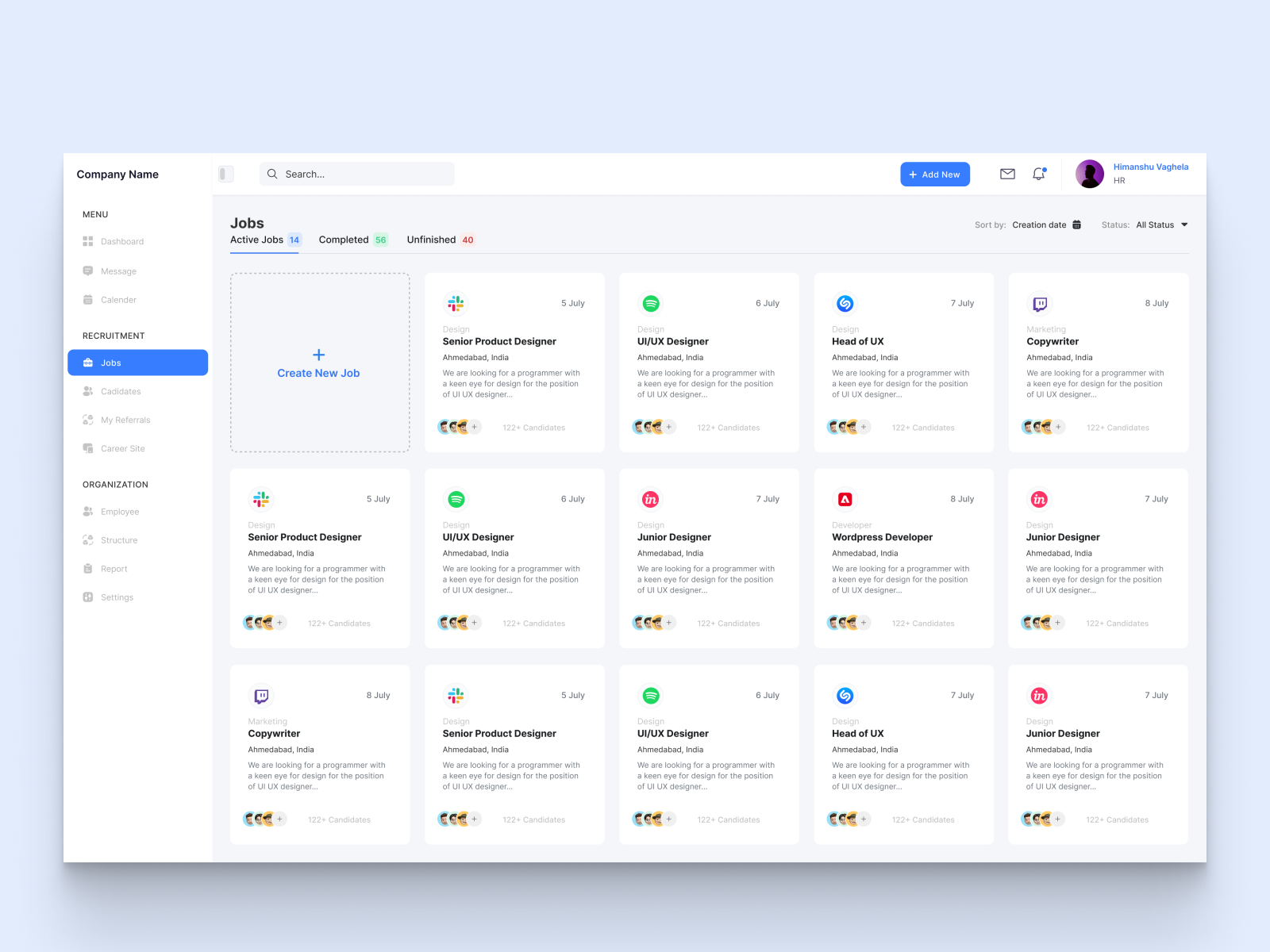 Hr Management Job Board by Himanshu Vaghela on Dribbble