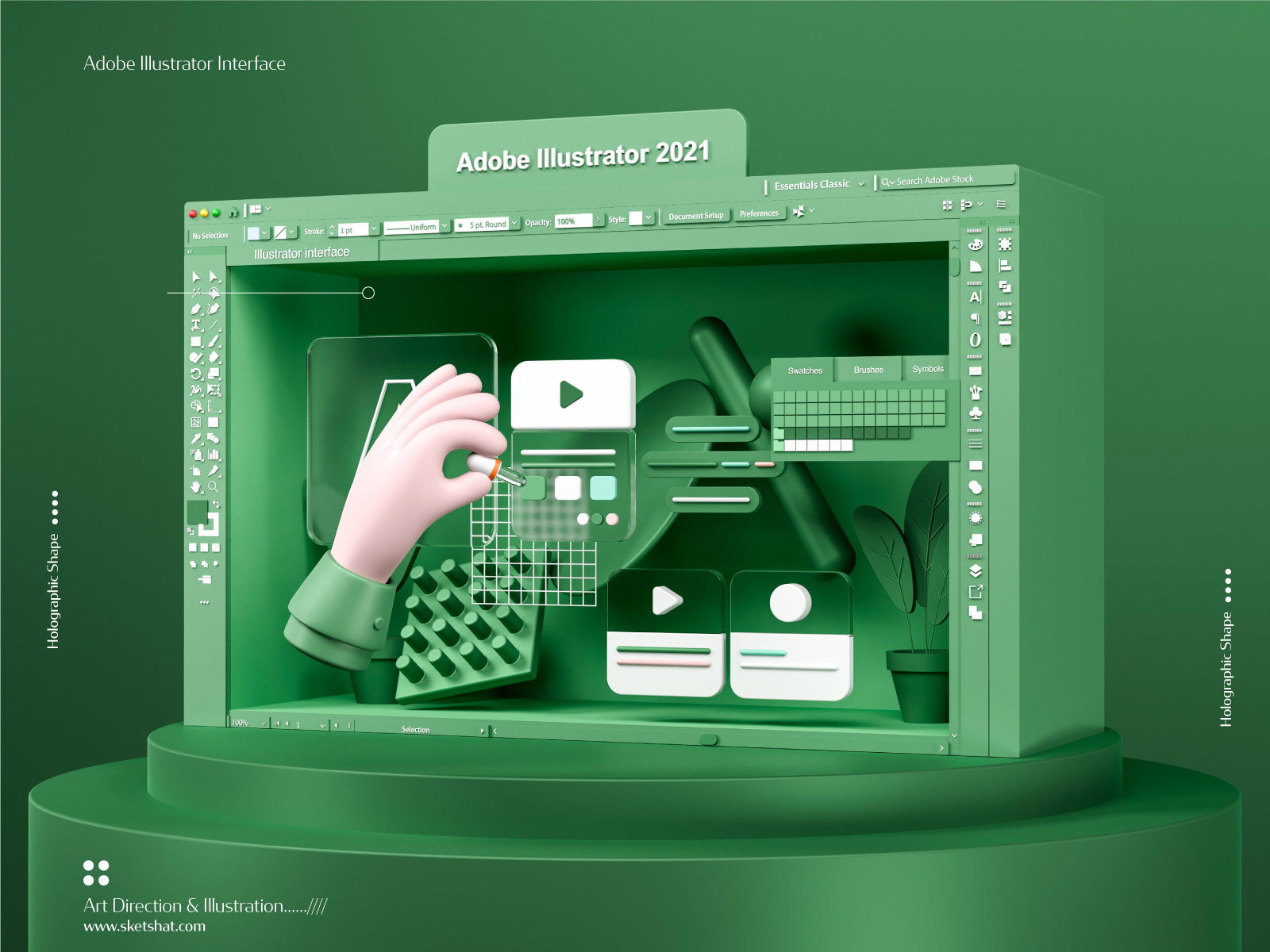 Adobe Illustrator 3D Interface By Gridartwork On Dribbble
