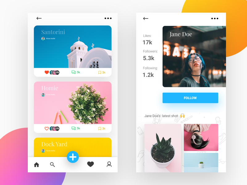 Instaram-like app concept by Alzea Arafat on Dribbble