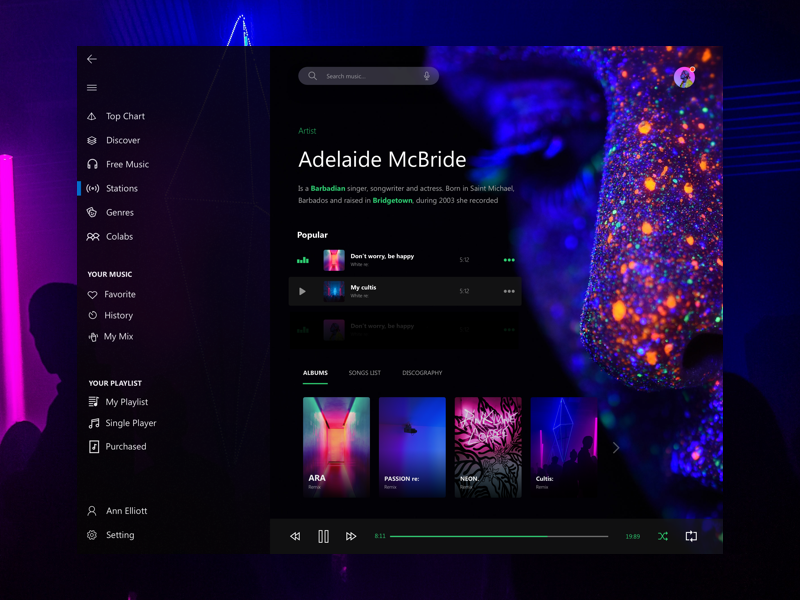 Fluent Design Music Player by Alzea Arafat on Dribbble