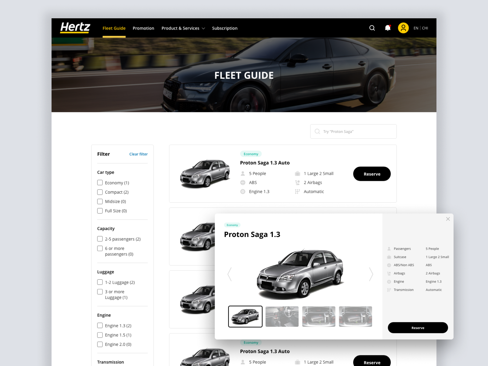 Hertz - Car Rental Website (Fleet Guide) by Syakir Zufayri on Dribbble