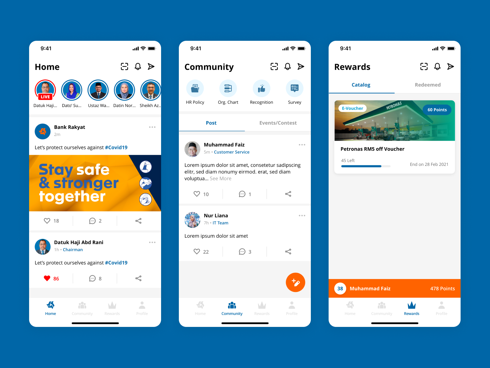 Employee App - Home/Community/Rewards by Syakir Zufayri on Dribbble