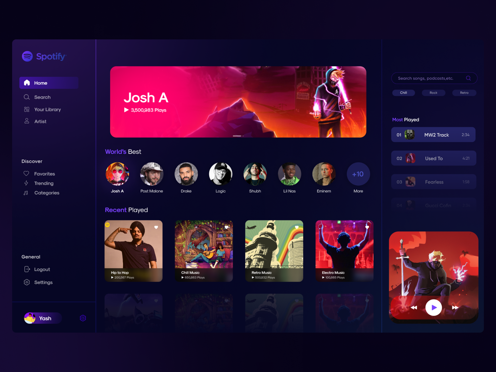 Spotify UI Design Concept by Yash Bhardwaj on Dribbble
