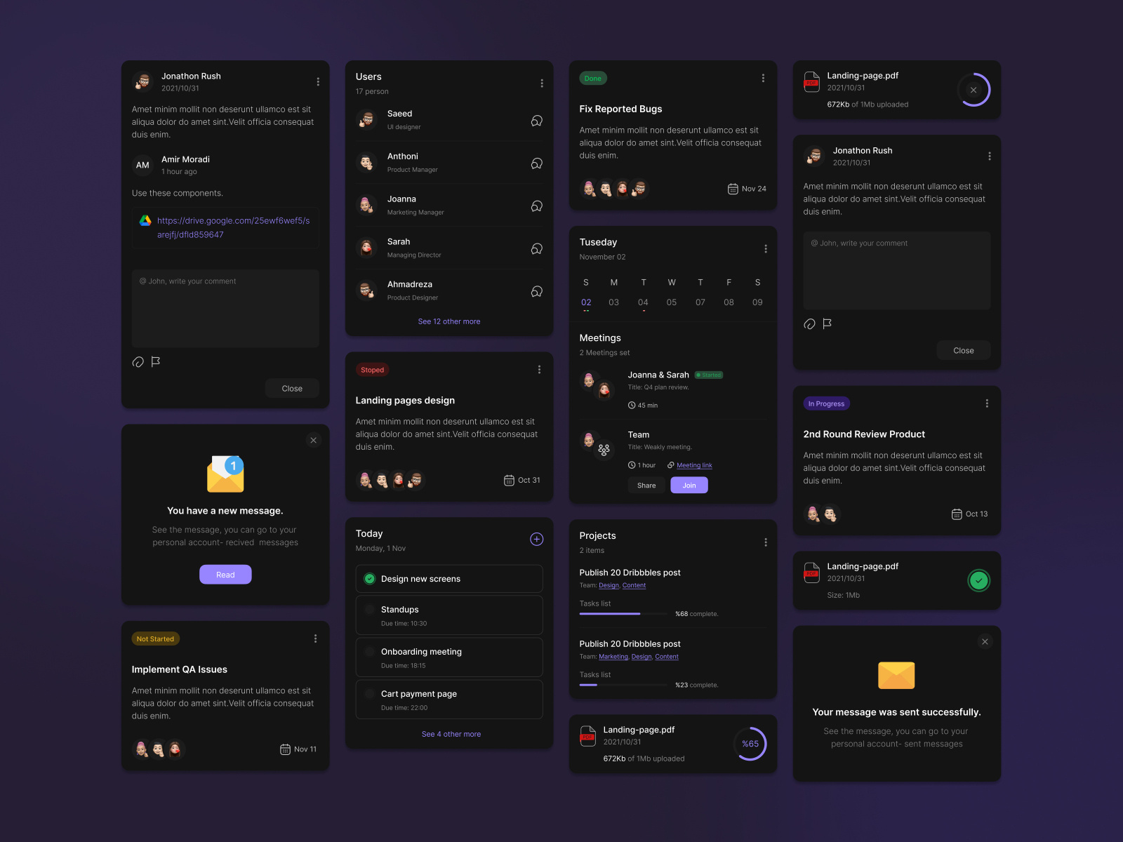 Task management components by Ahmad Reza Parvizi on Dribbble