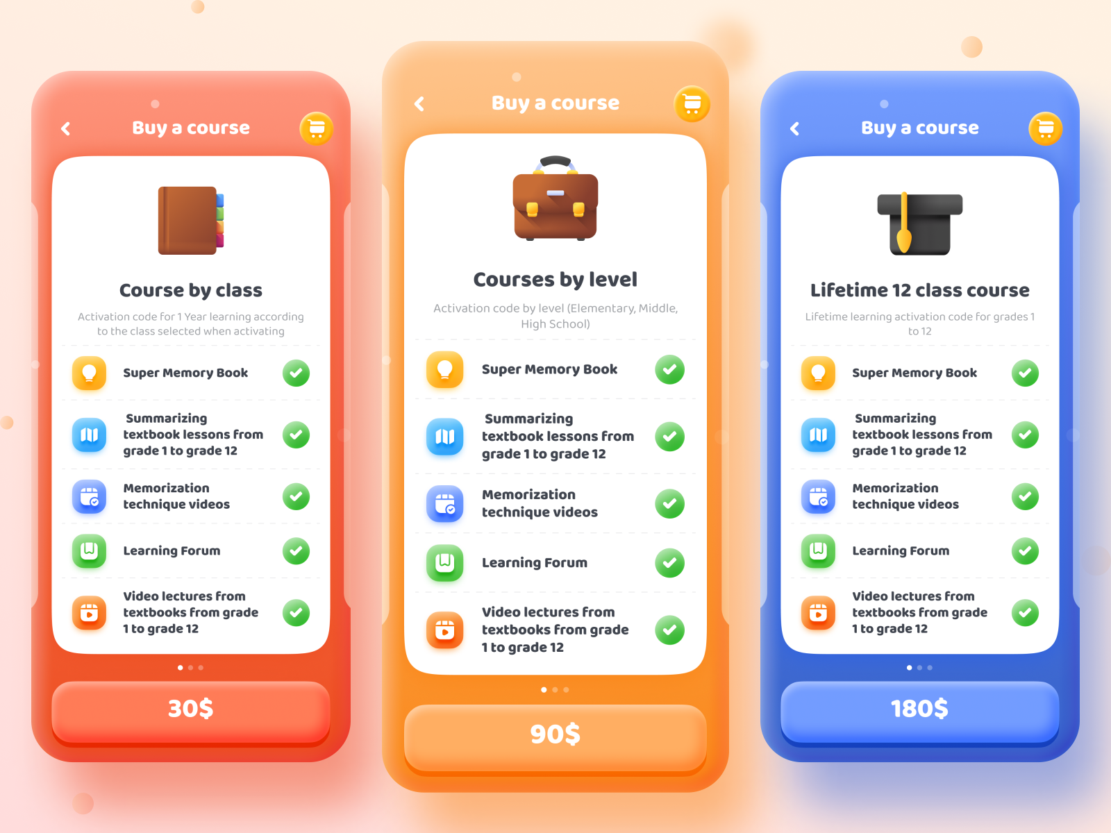 Education App UI by chau on Dribbble