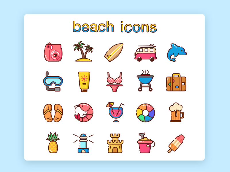 Beach icons by Afraooo on Dribbble