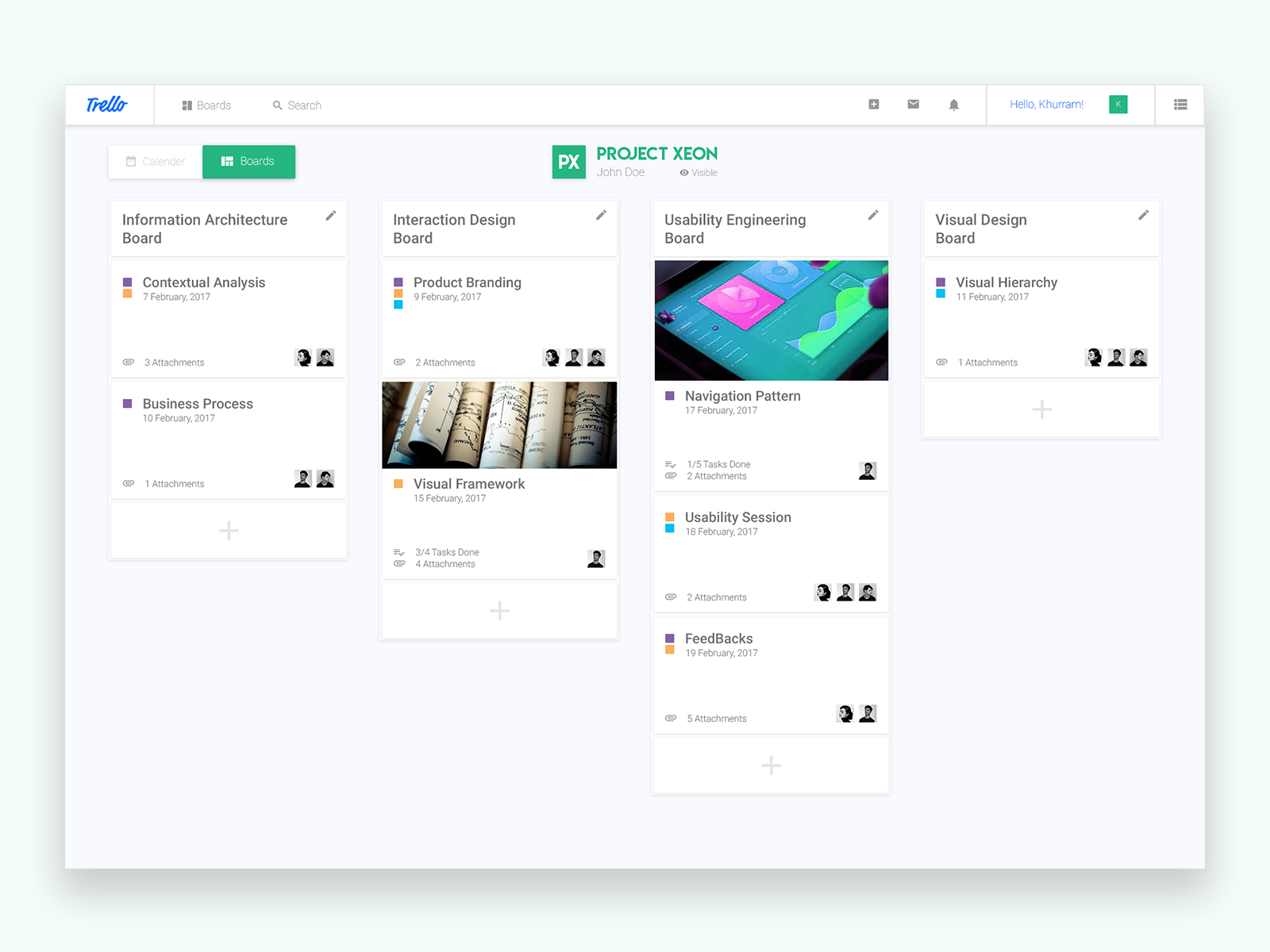 Trello Project Management View by Khuram A.R. on Dribbble