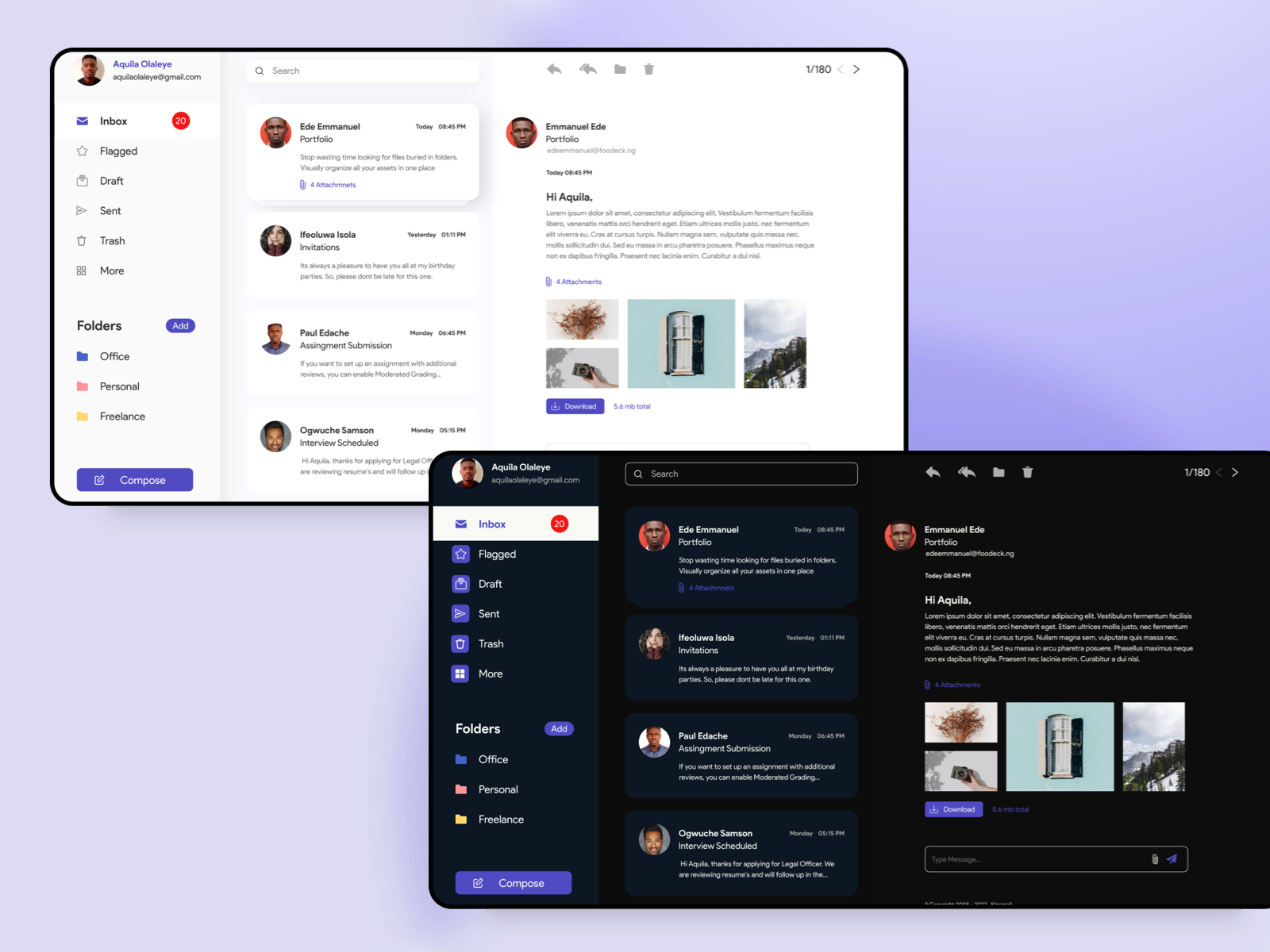 Webmail Design by Benjamin Emmanuel on Dribbble