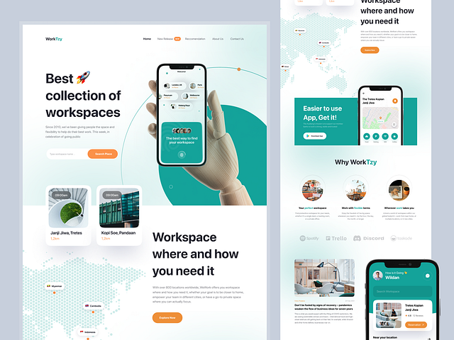 WorkTzy - Workspace Landing Page by Wildan 👋 for 10am Studio on Dribbble