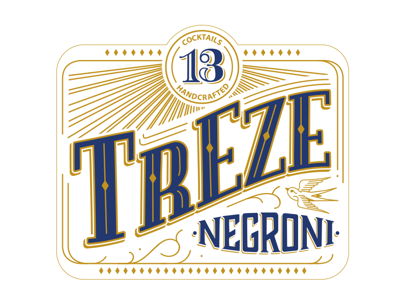 Treze Cocktails - Negroni Label by Junior Vicentini on Dribbble