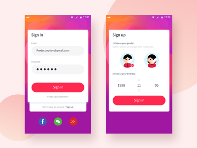 Sign up and log in by z周小喵 on Dribbble