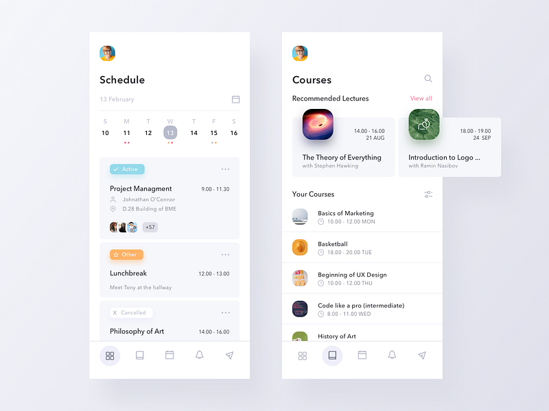 Schedule Manager for Students by Bettina Szekany for Ofspace UX/UI on ...
