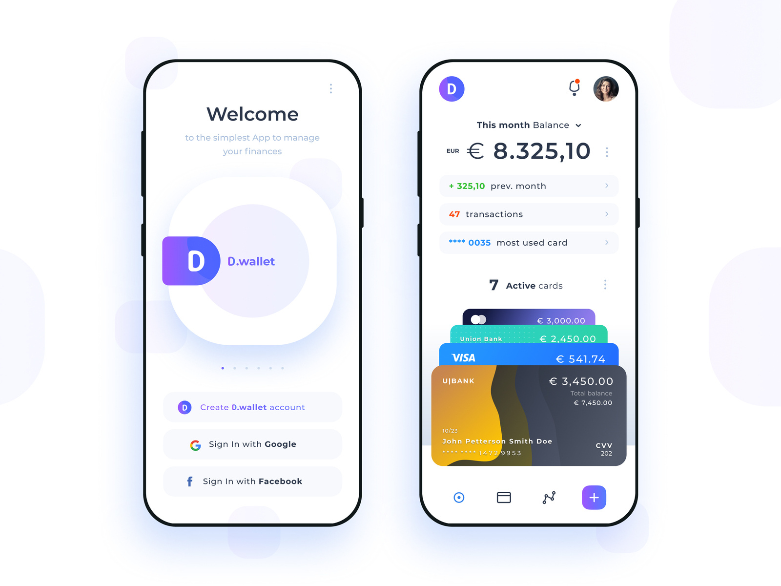 D.Wallet - Digital wallet and finance manager by Fábio Santos on Dribbble