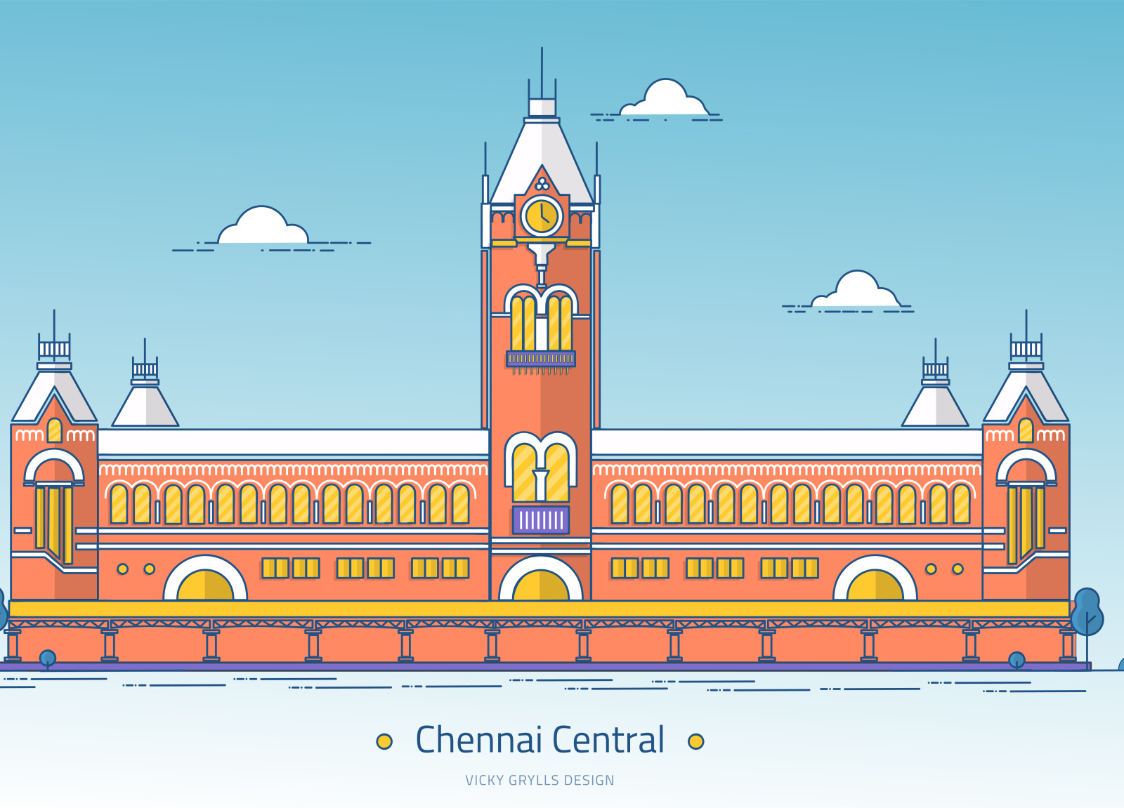 Chennai-Landmark-Illustration-Series-Chennai Central by Vicky Grylls on ...
