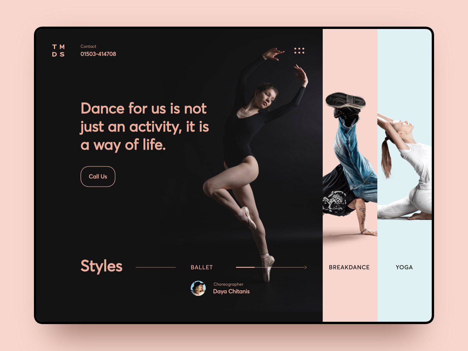 Dance Studio Landing Page by Andrei on Dribbble