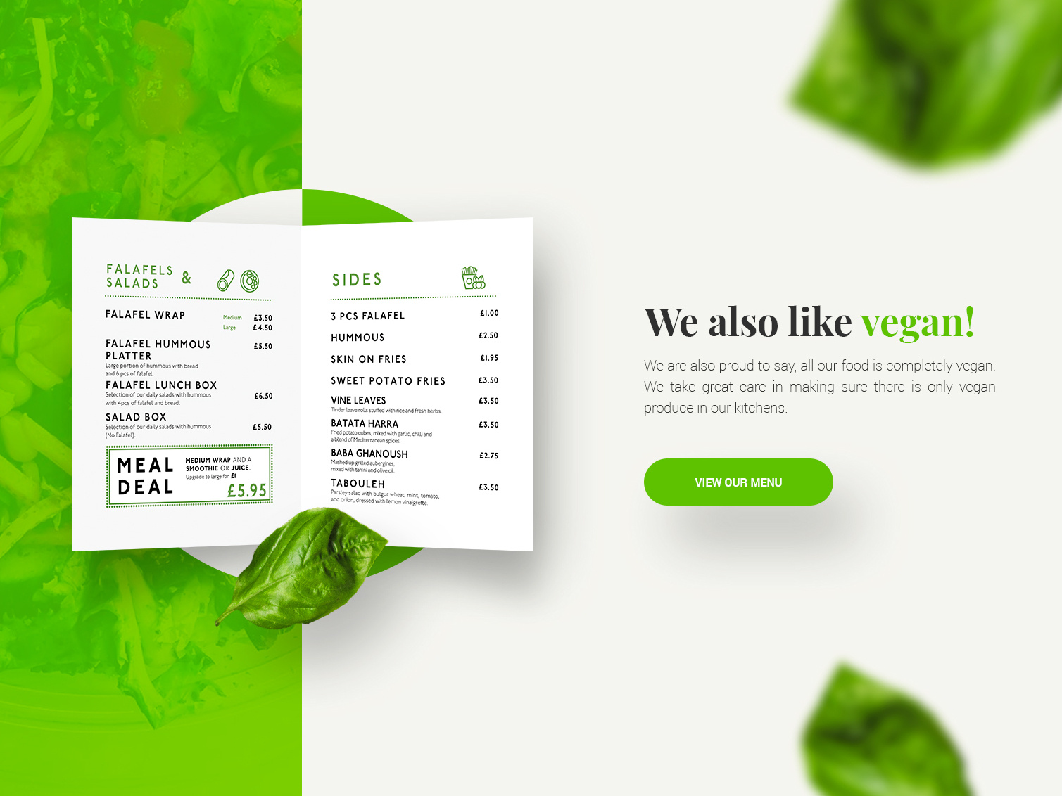 Falafel Restaurant Website Section - Menu by Leo Kostandinis on Dribbble