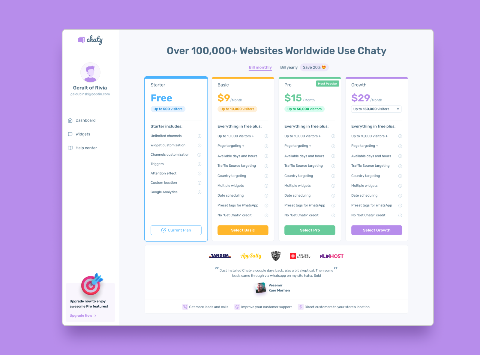 Pricing Table Dashboard by Avi Whol on Dribbble