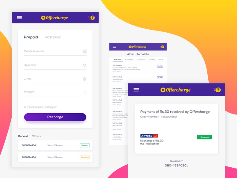 Mobile Recharge App by Raj on Dribbble