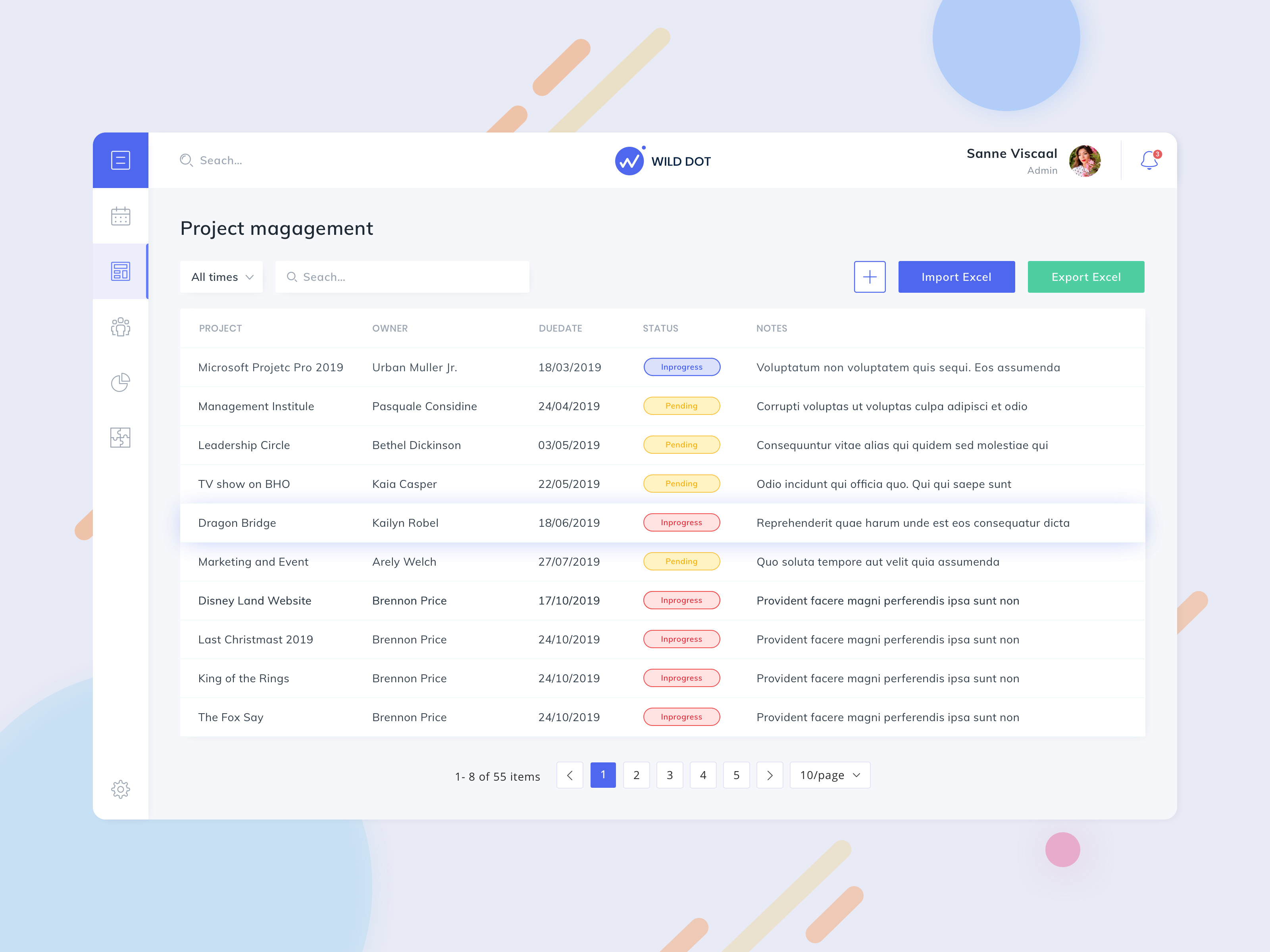 Daily UI #02 / Dashboard Project Management by Henry Nguyen on Dribbble